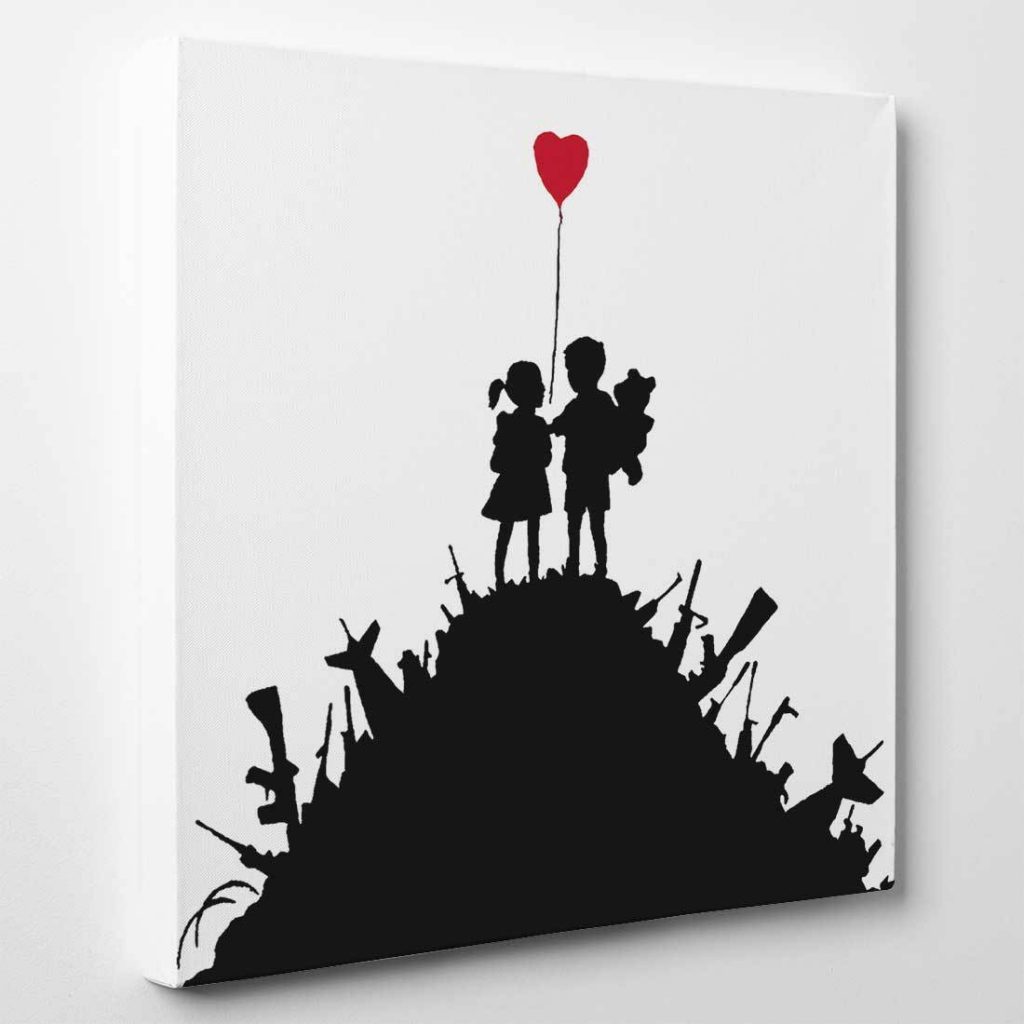 Banksy Kids With Guns | LARGE WALL ART | Graffiti Children Pile Of Guns ...
